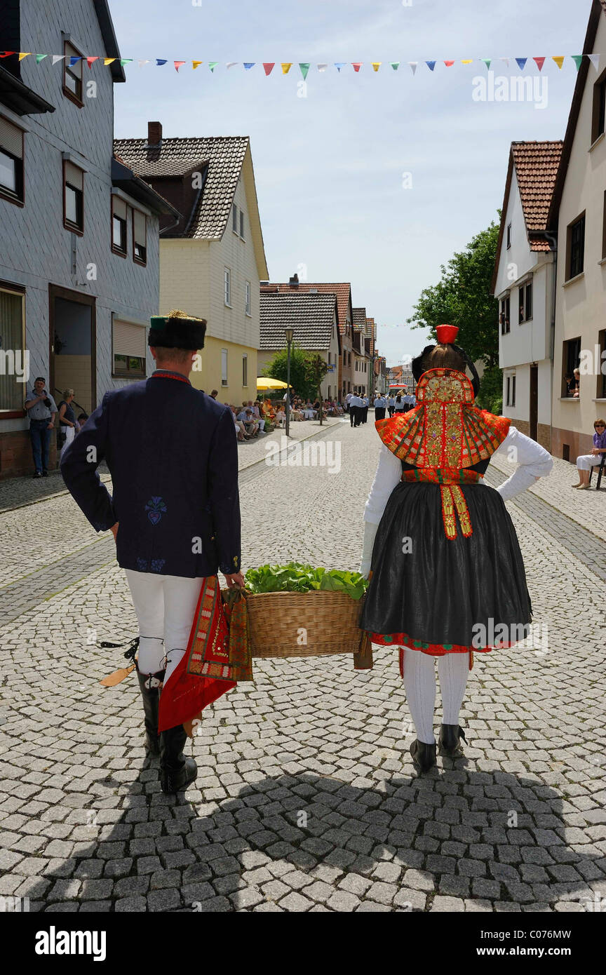 Schwalm couple wearing their traditional costume, Salatkirmes, Salad ...