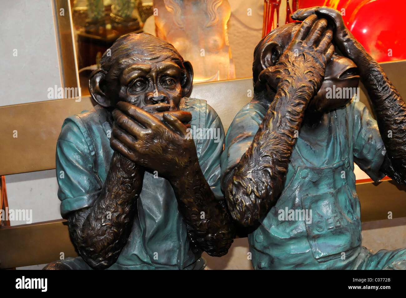 Monkey figures, symbols, Chinatown, San Francisco, California, USA ...