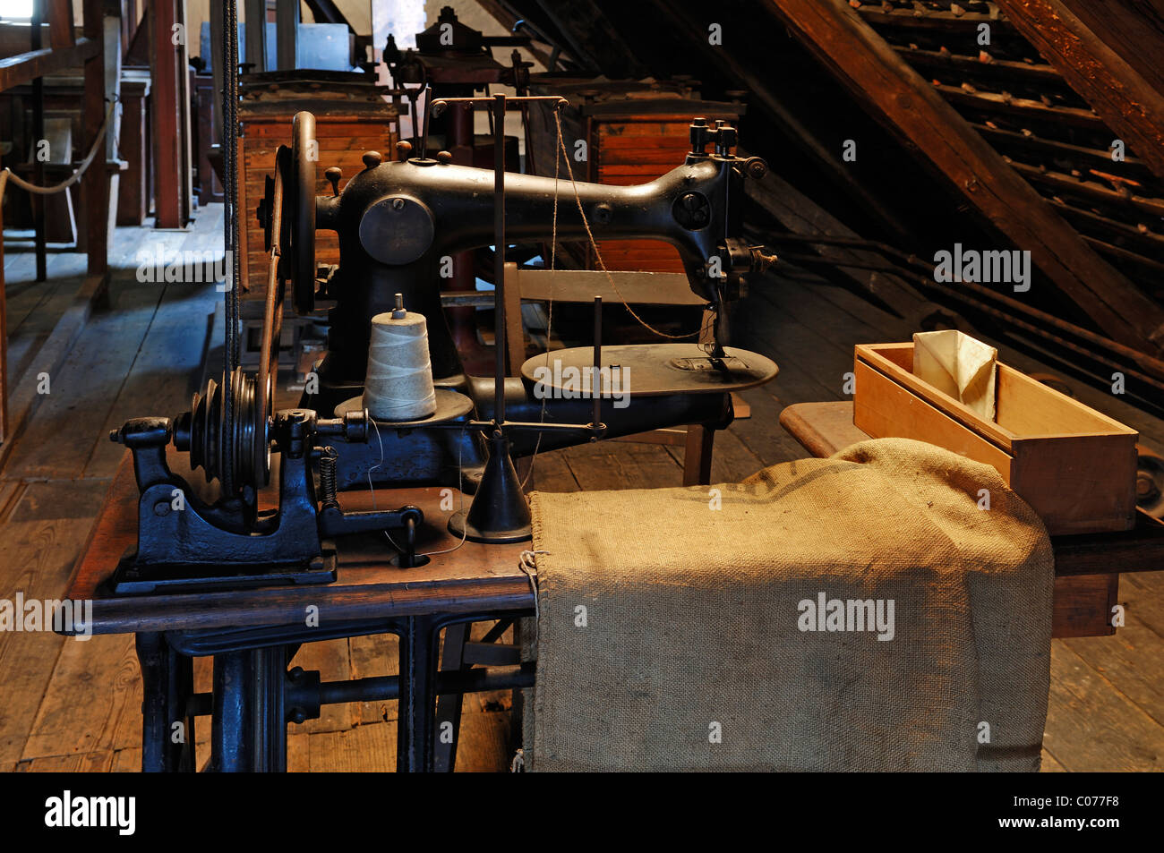 Old sewing machine for flour sacks, Industry Museum, Sichartstrasse 17 ...