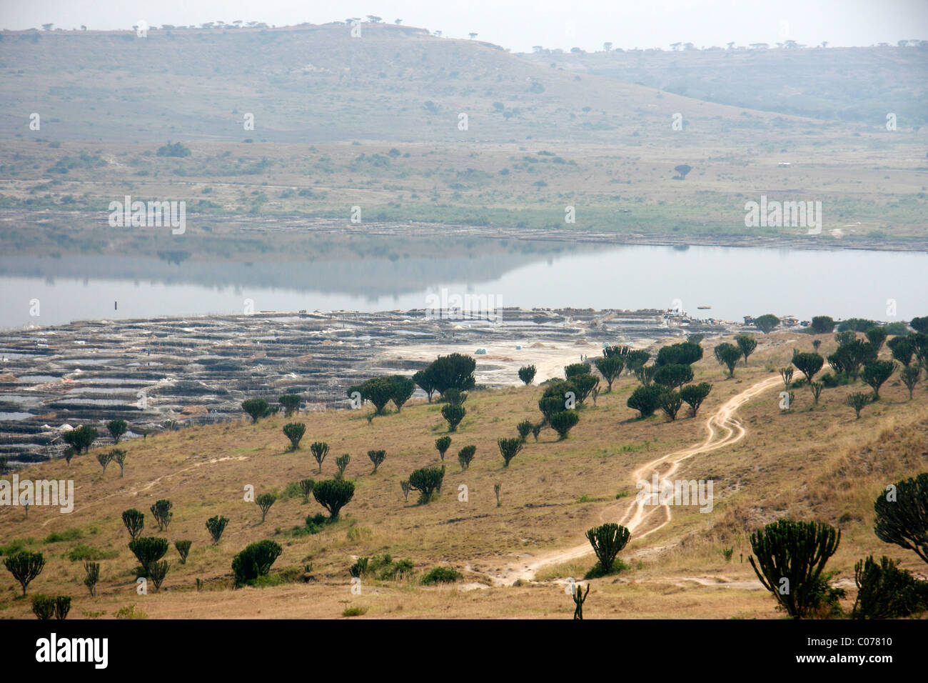 Salt extraction in lake Katwe near Queen Elizabeth National Park ...