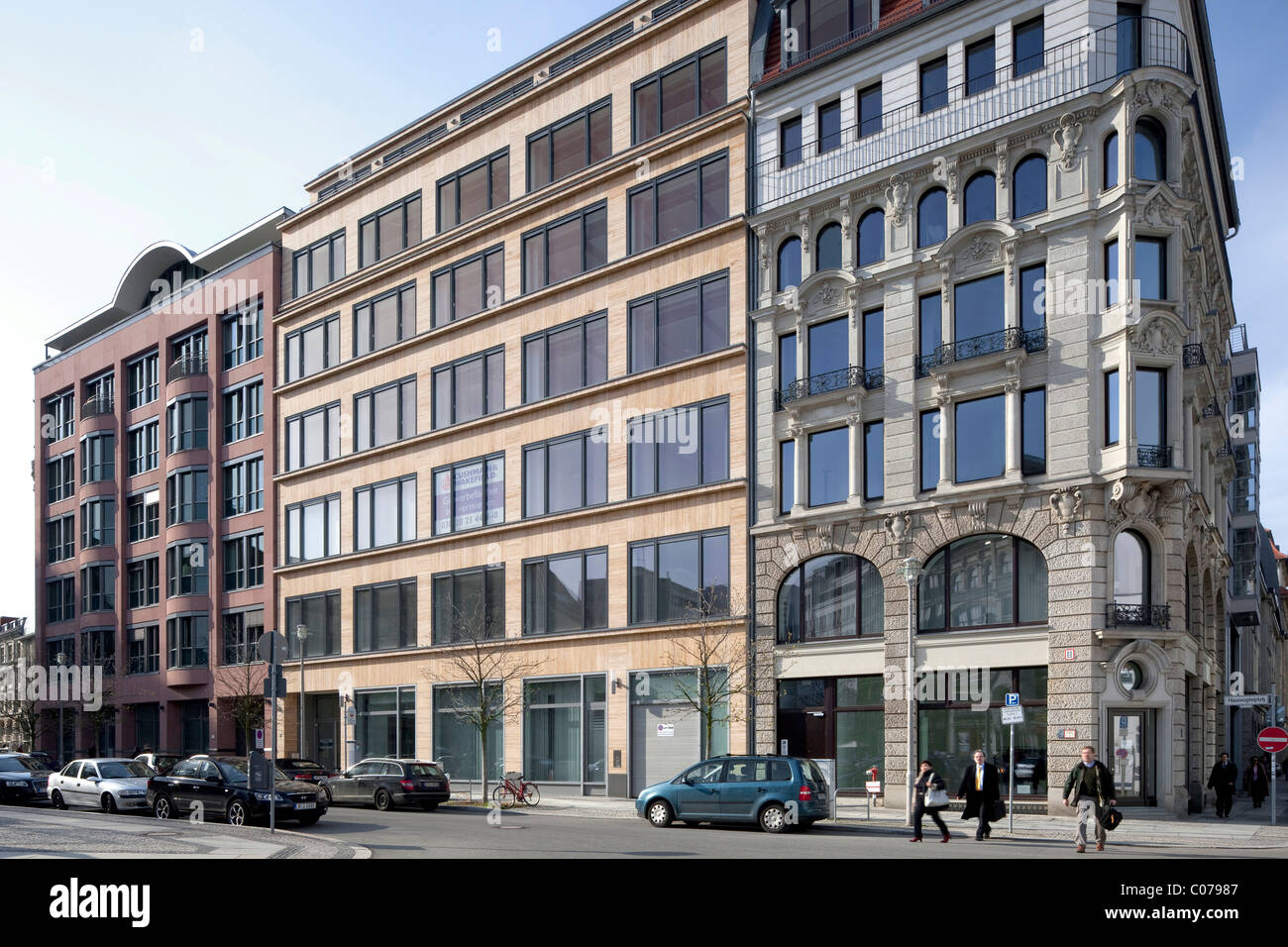 Historical and modern office buildings on Hausvogteiplatz square, Mitte ...