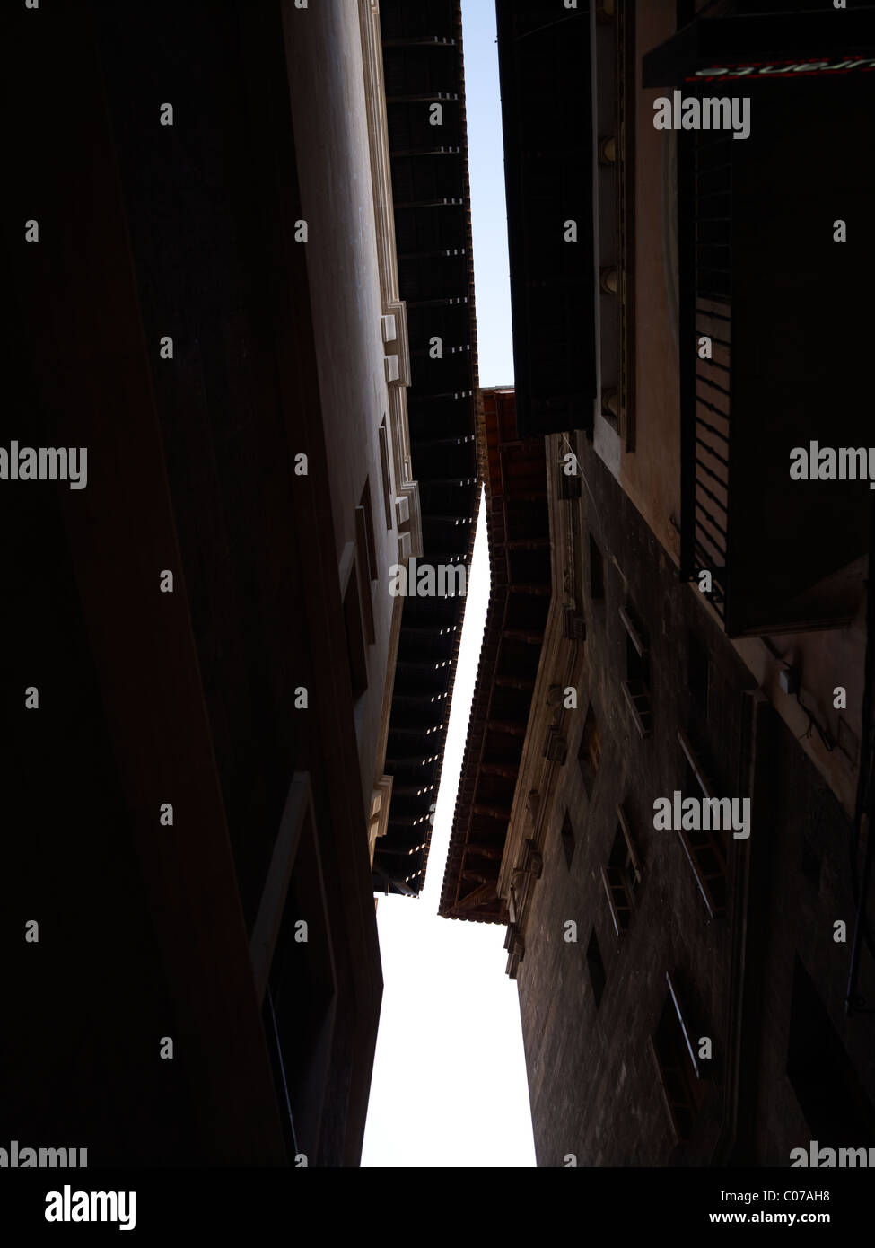 bottom view of typical Majorcan town houses Stock Photo - Alamy