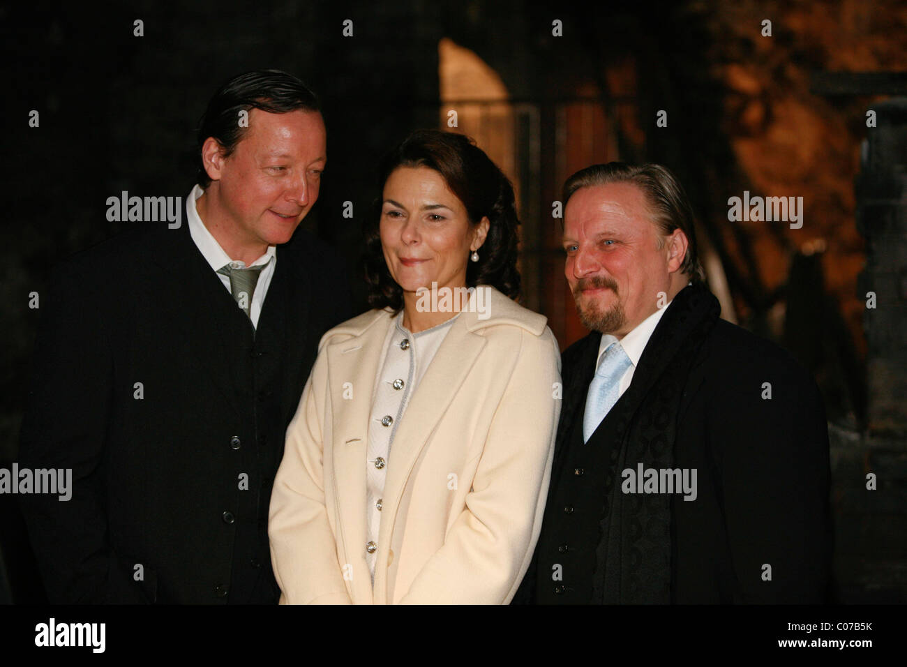 Matthias Brandt, Barbara Auer, Axel Prahl On the set of "Die Woelfe" at ...