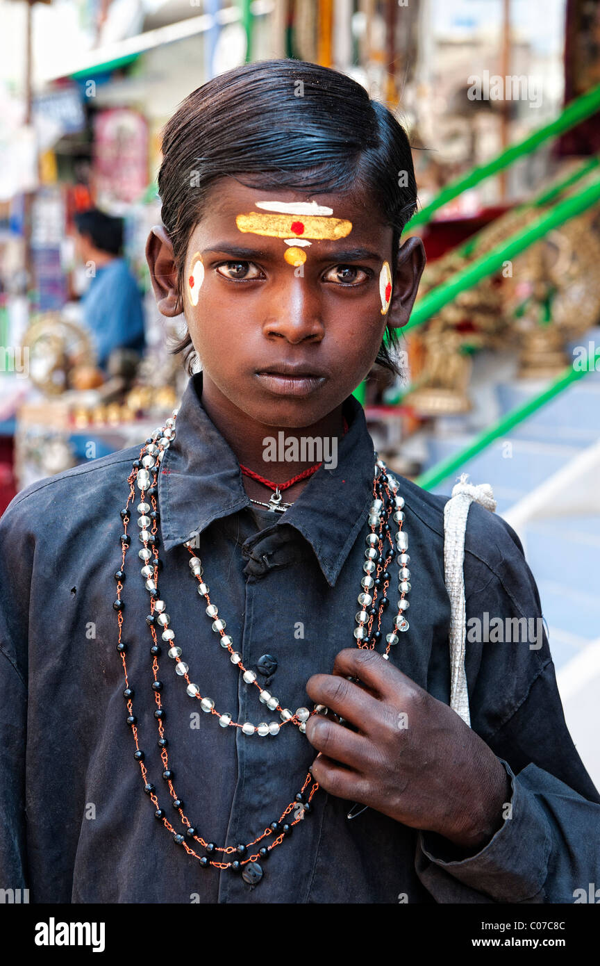Religious Indian beggar boy. Andhra Pradesh, India Stock Photo - Alamy