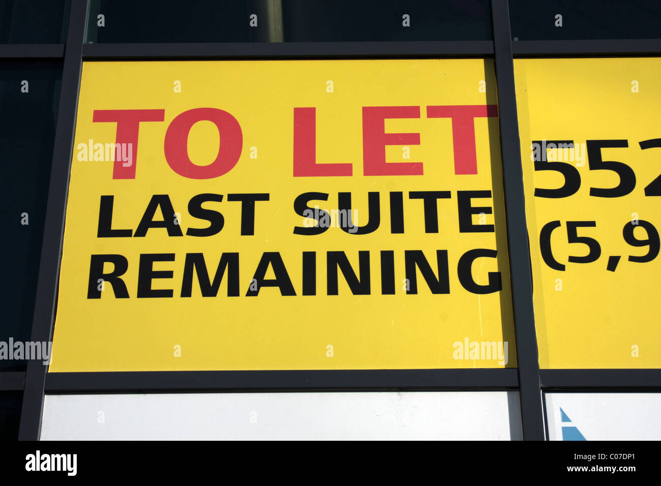 large yellow To Let signs in LIverpool office buildings Stock Photo - Alamy