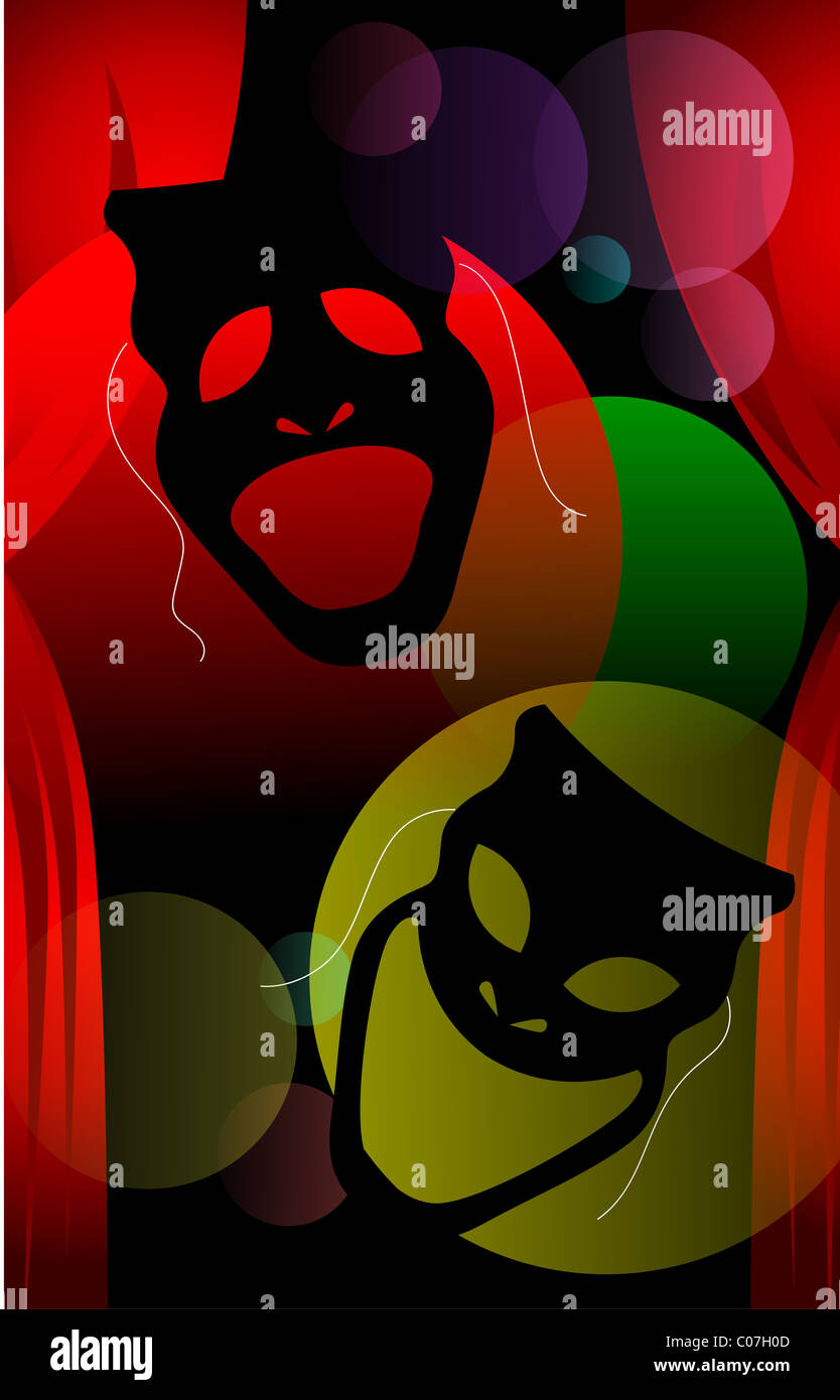 Digital image of masks. The artist is feeling a sense of horror with ...