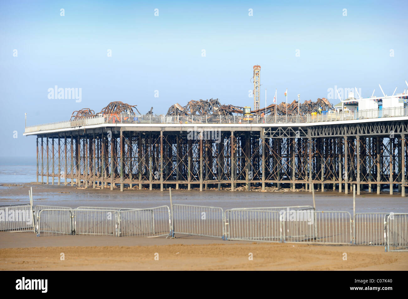 The fire damaged Grand Pier at Weston-super-Mare Sep 2008 Somerset UK ...