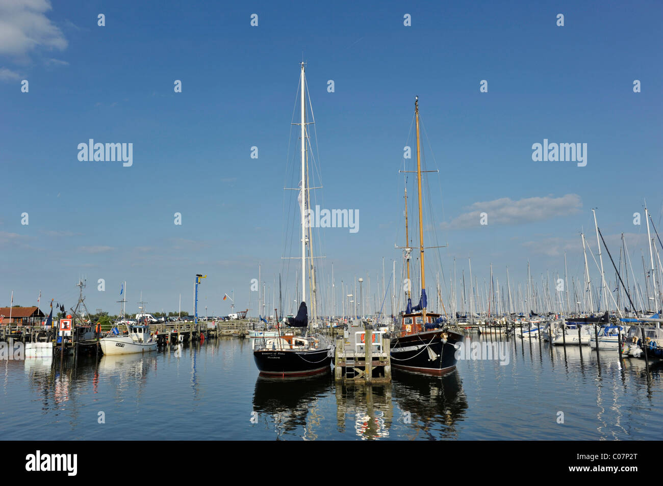 Ships in the harbor of Maasholm, Schleswig-Holstein, Germany, Europe ...