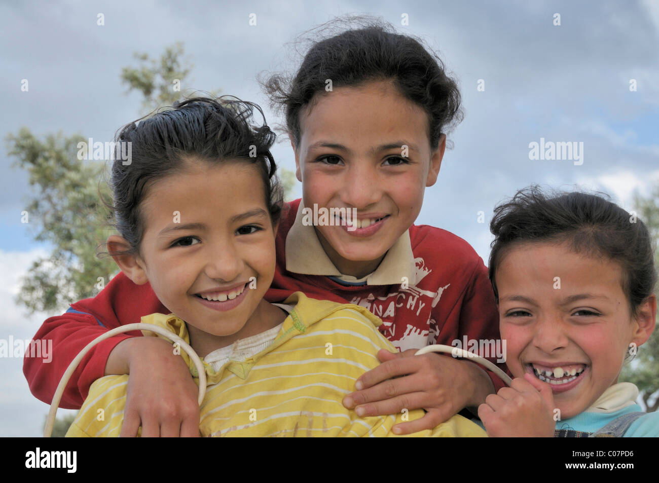 Girls, settlement of the poorer population outside of Fez, Morocco ...