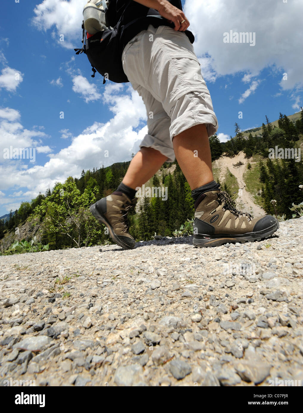 Detail wanderer, legs, mountain shoe Stock Photo - Alamy