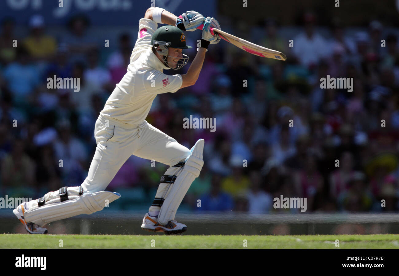 Australian batsman Michael Clarke in action during day one of the third ...