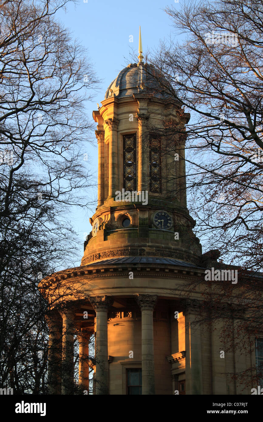 The Italianate tower of the United Reformed Church in Saltaire, a grade ...