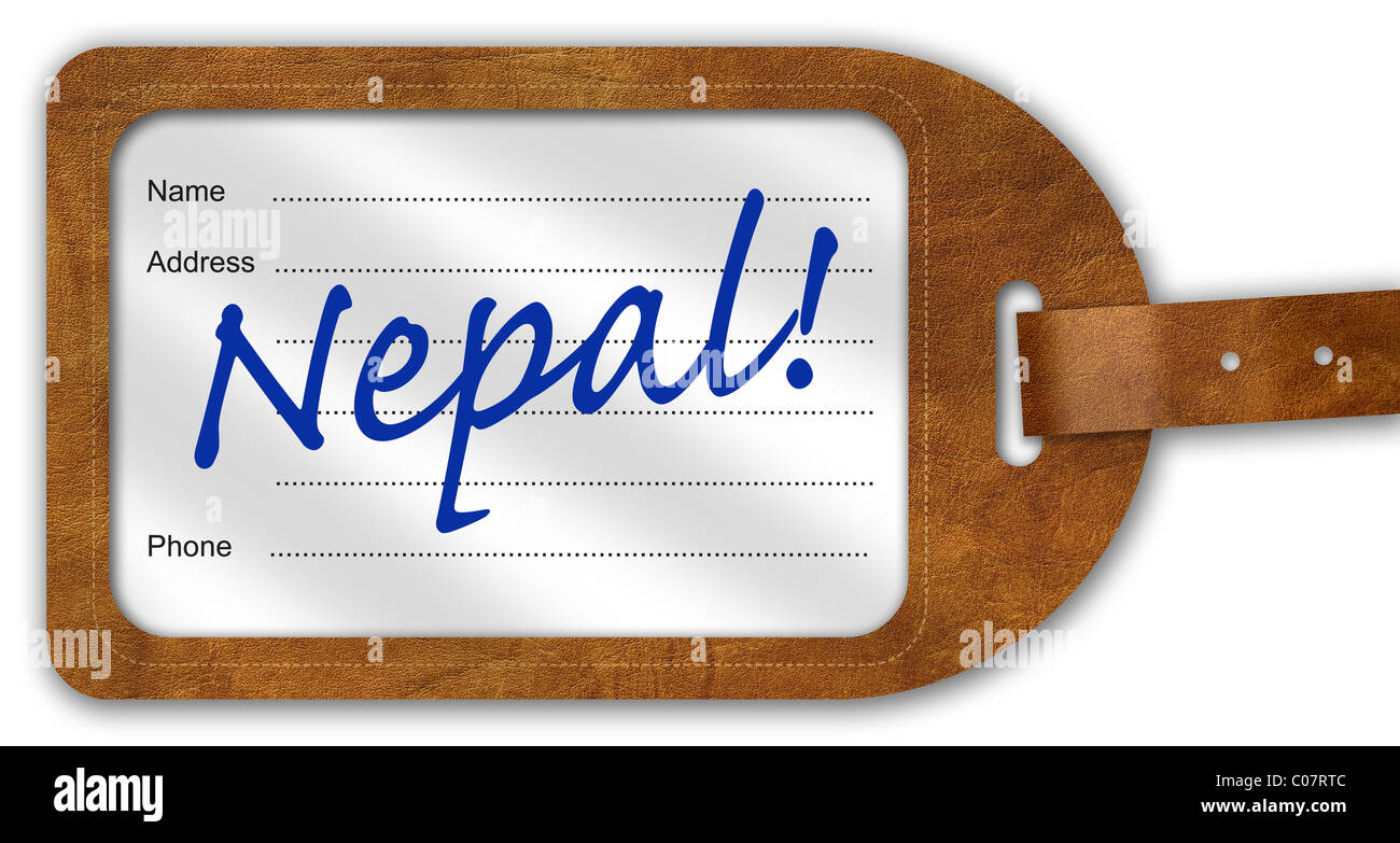 Suitcase/Luggage Label with ‘Nepal!’ written on Stock Photo - Alamy
