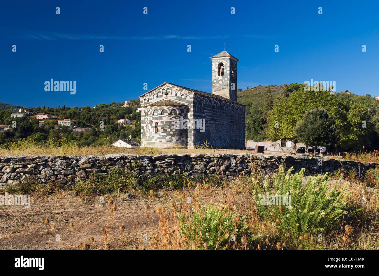 Pisan church of San Michele de Murato, Nebbio, Corsica, France, Europe ...