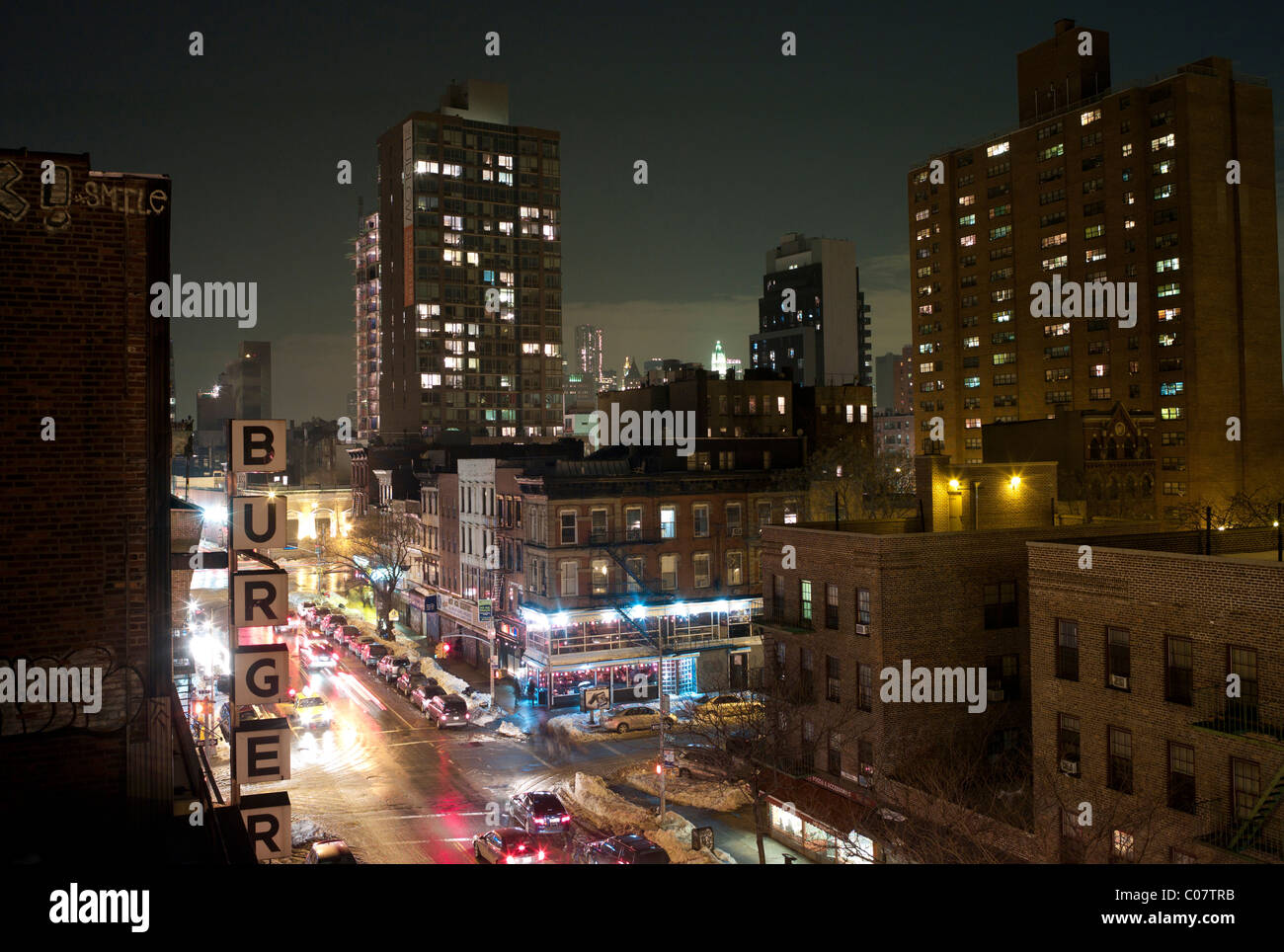 Lower East side New York City USA night time street scene Stock Photo ...