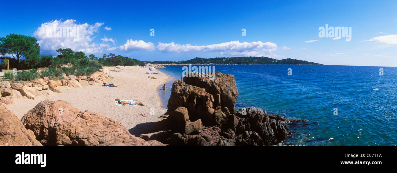 Sandy beach, Cala Rossa, East Coast, Golfe de Porto Vecchio, Corsica ...