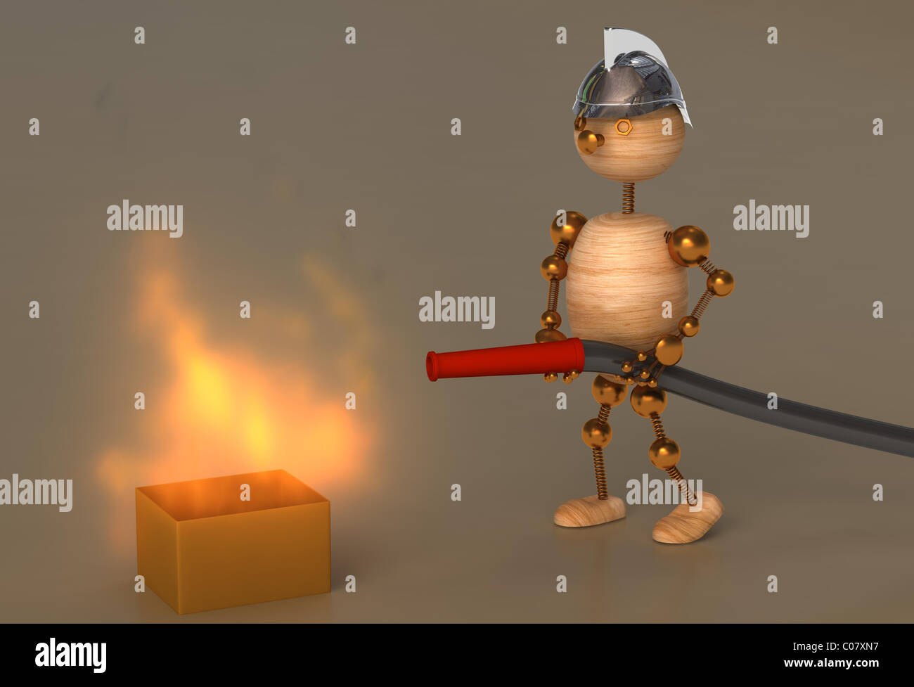Fireman wood man Stock Photo - Alamy