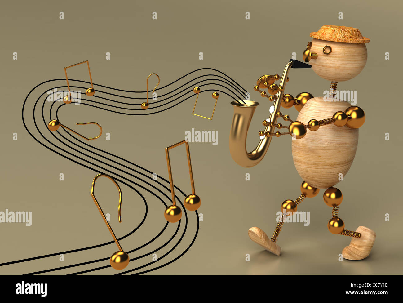 Musician wood man Stock Photo - Alamy