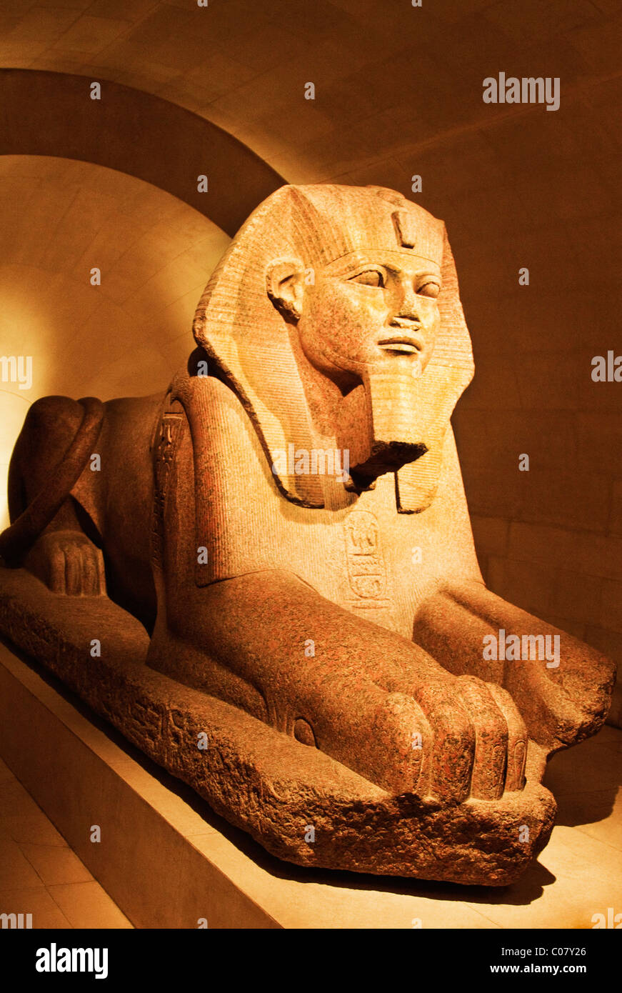 Sphinx statue in a museum, Musee du Louvre, Paris, France Stock Photo ...