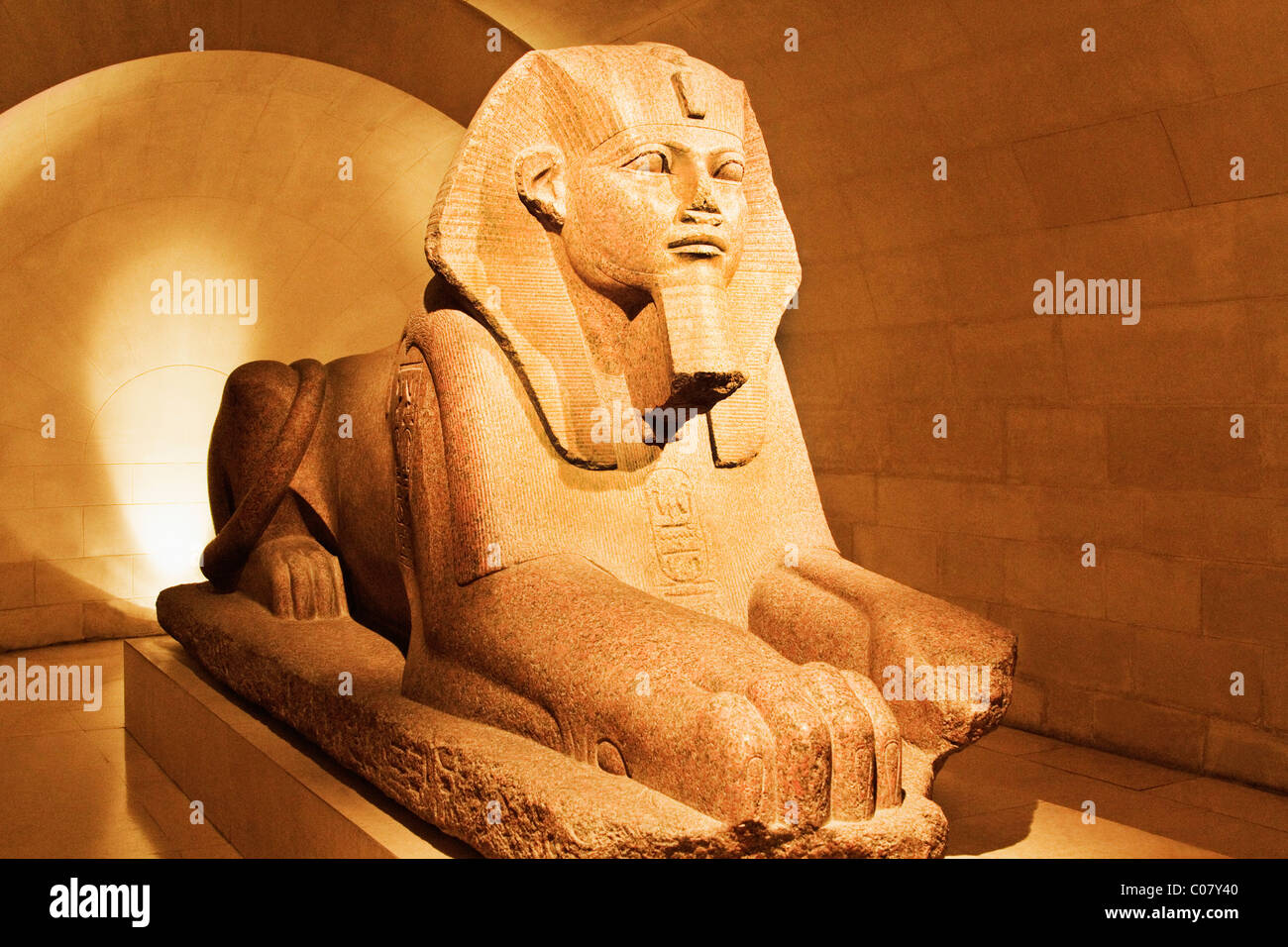 Sphinx statue in a museum, Musee du Louvre, Paris, France Stock Photo ...