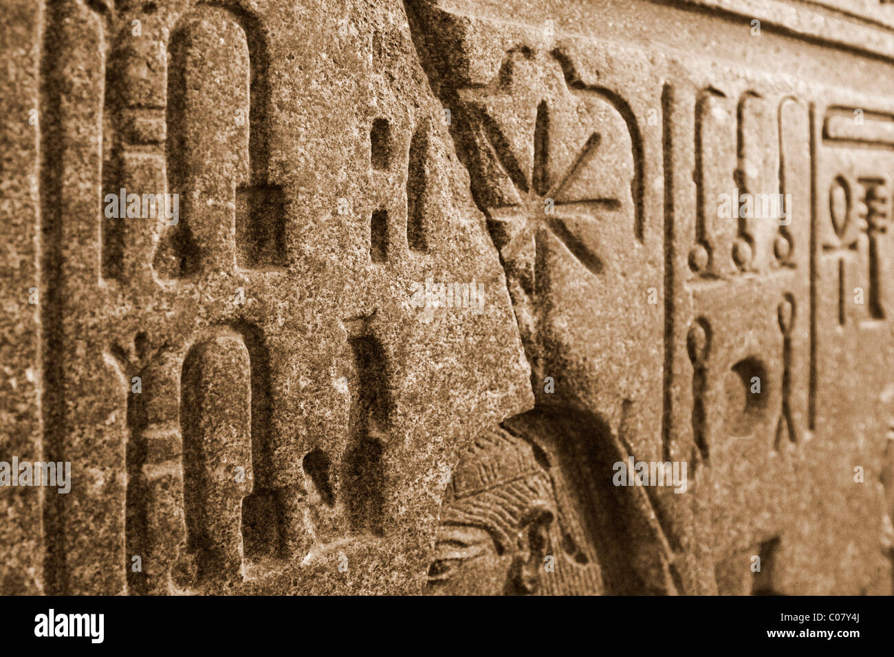 Detail of carvings on the wall of a museum, Musee du Louvre, Paris ...