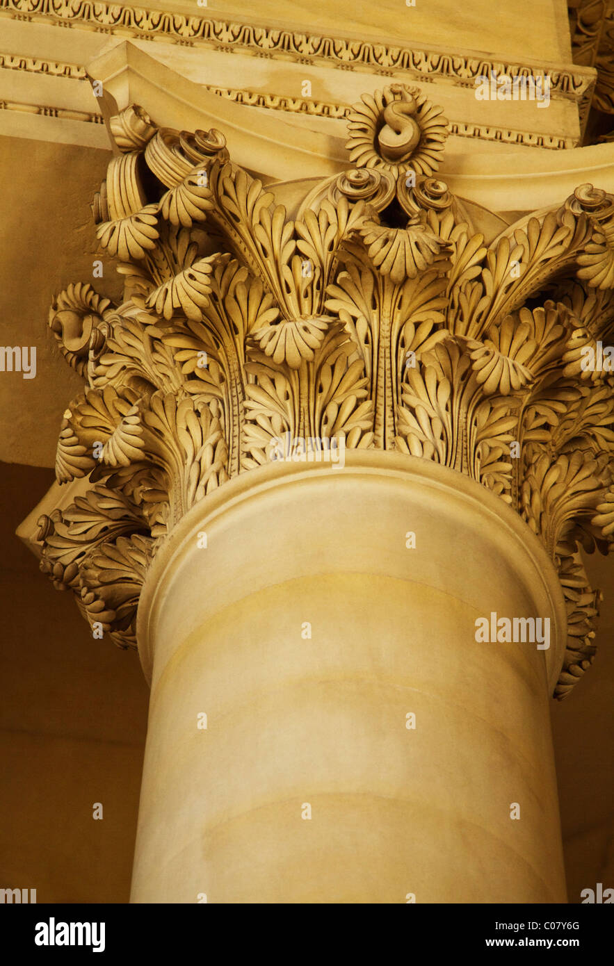 Low angle view of a column in a museum, Musee du Louvre, Paris, France ...