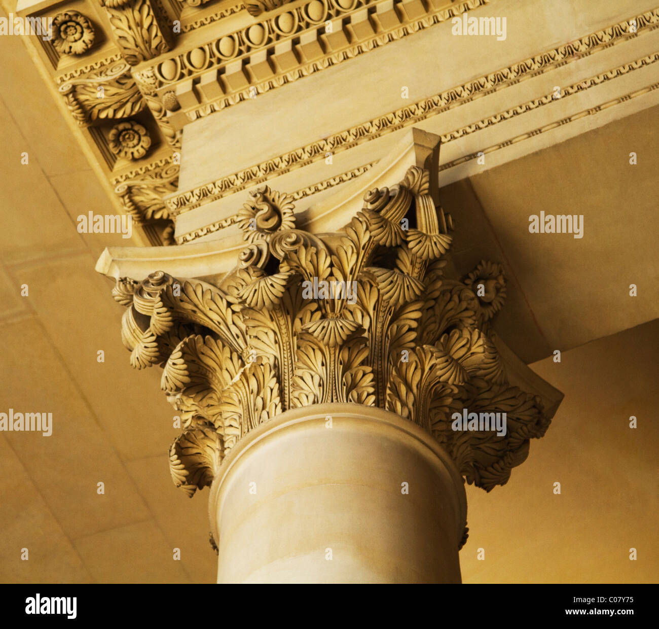 Low angle view of a column in a museum, Musee du Louvre, Paris, France ...