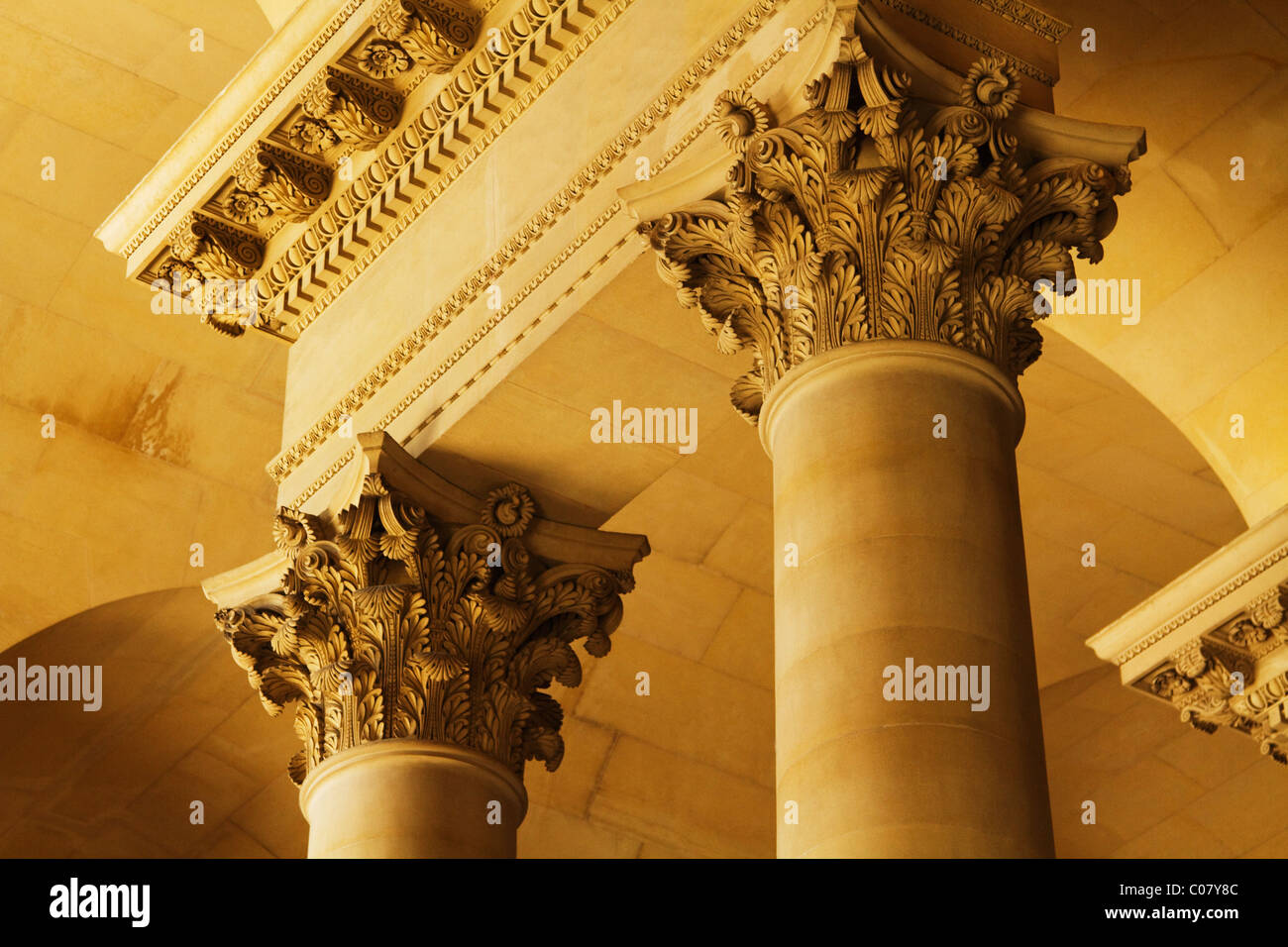 Low angle view of a column in a museum, Musee du Louvre, Paris, France ...