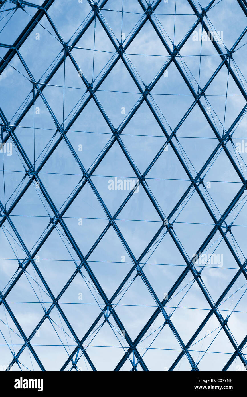 Structure frames of a pyramid, Louvre Pyramid, Musee du Louvre, Paris ...