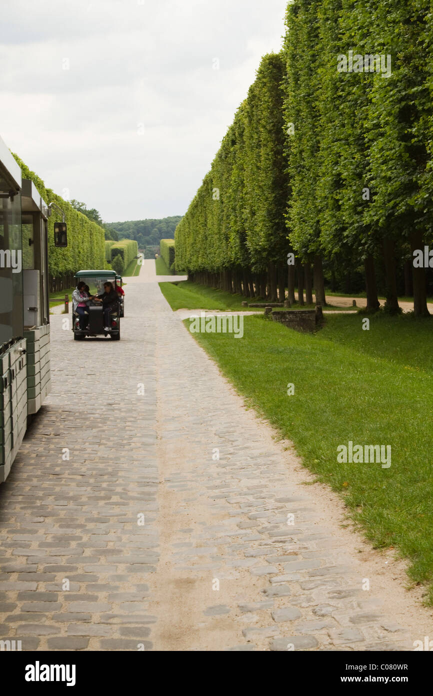Tourists in a golf cart, Chateau de Versailles, Versailles, Paris ...