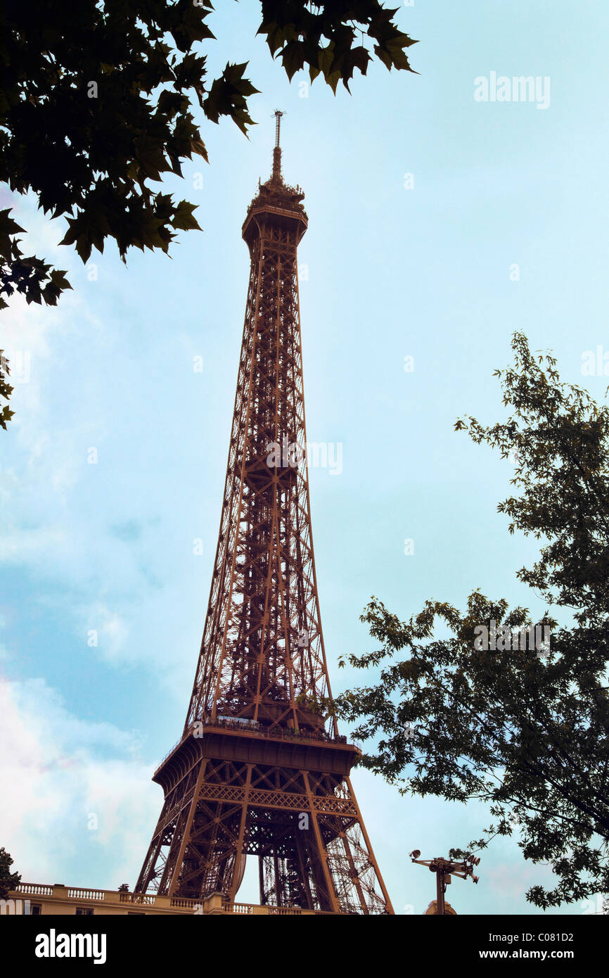 Low angle view of a tower, Eiffel Tower, Paris, France Stock Photo - Alamy