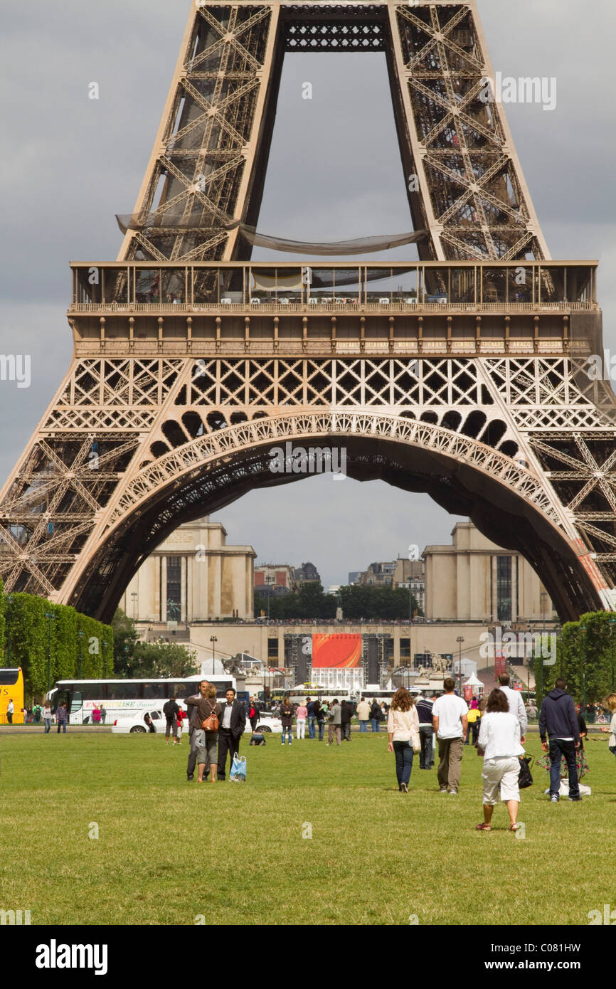 Tourists near a tower, Eiffel Tower, Paris, France Stock Photo - Alamy