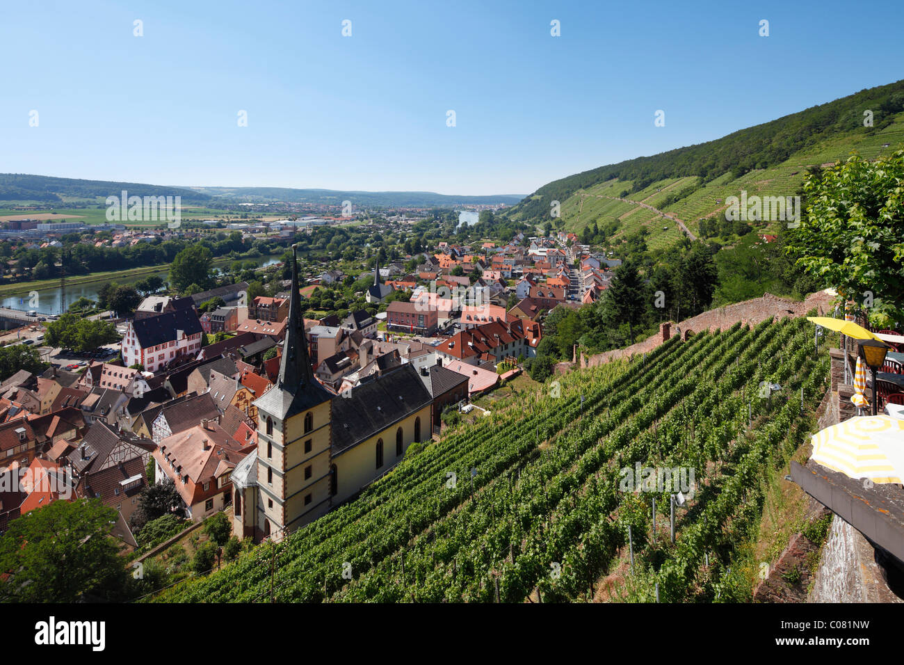 View from the Clingenburg castle, Klingenberg am Main, Mainfranken ...