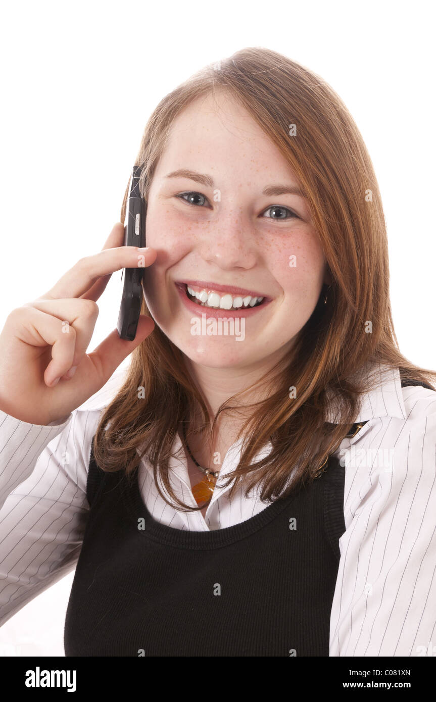 Girl on the phone with fun Stock Photo - Alamy