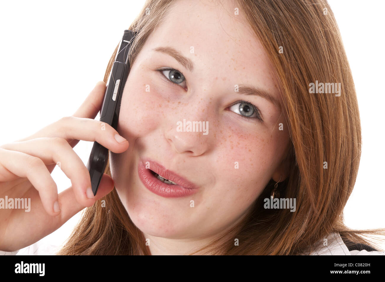 Girl on the phone with fun Stock Photo - Alamy