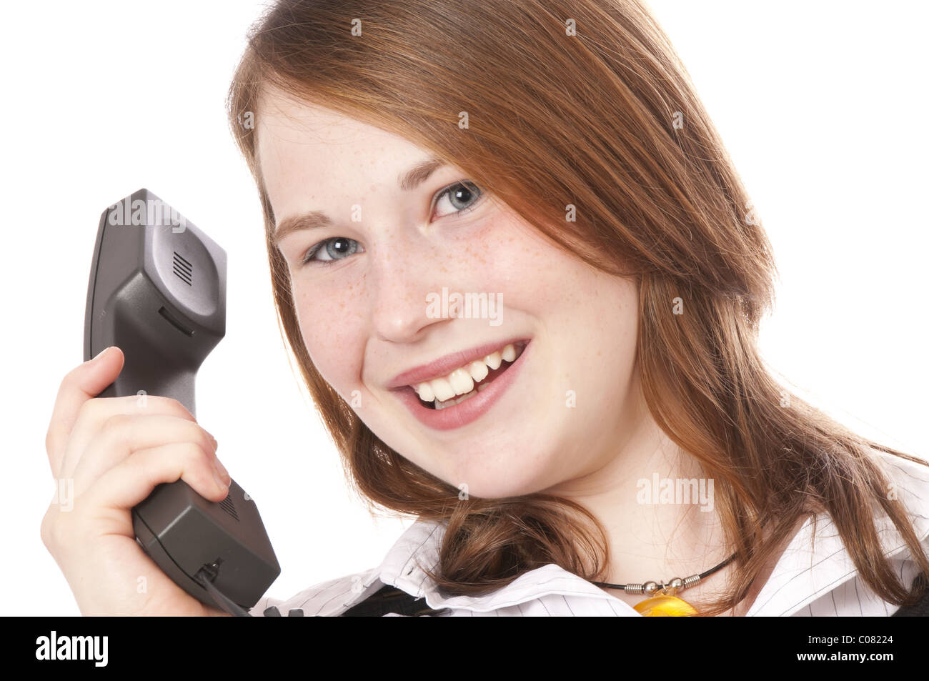 Girl on the phone with fun Stock Photo - Alamy