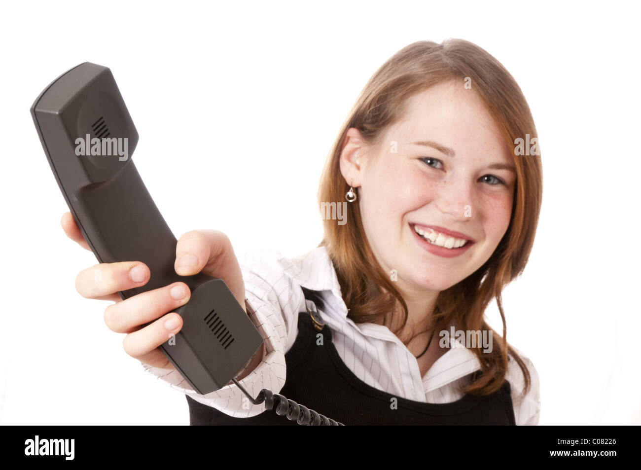 Girl on the phone with fun Stock Photo - Alamy