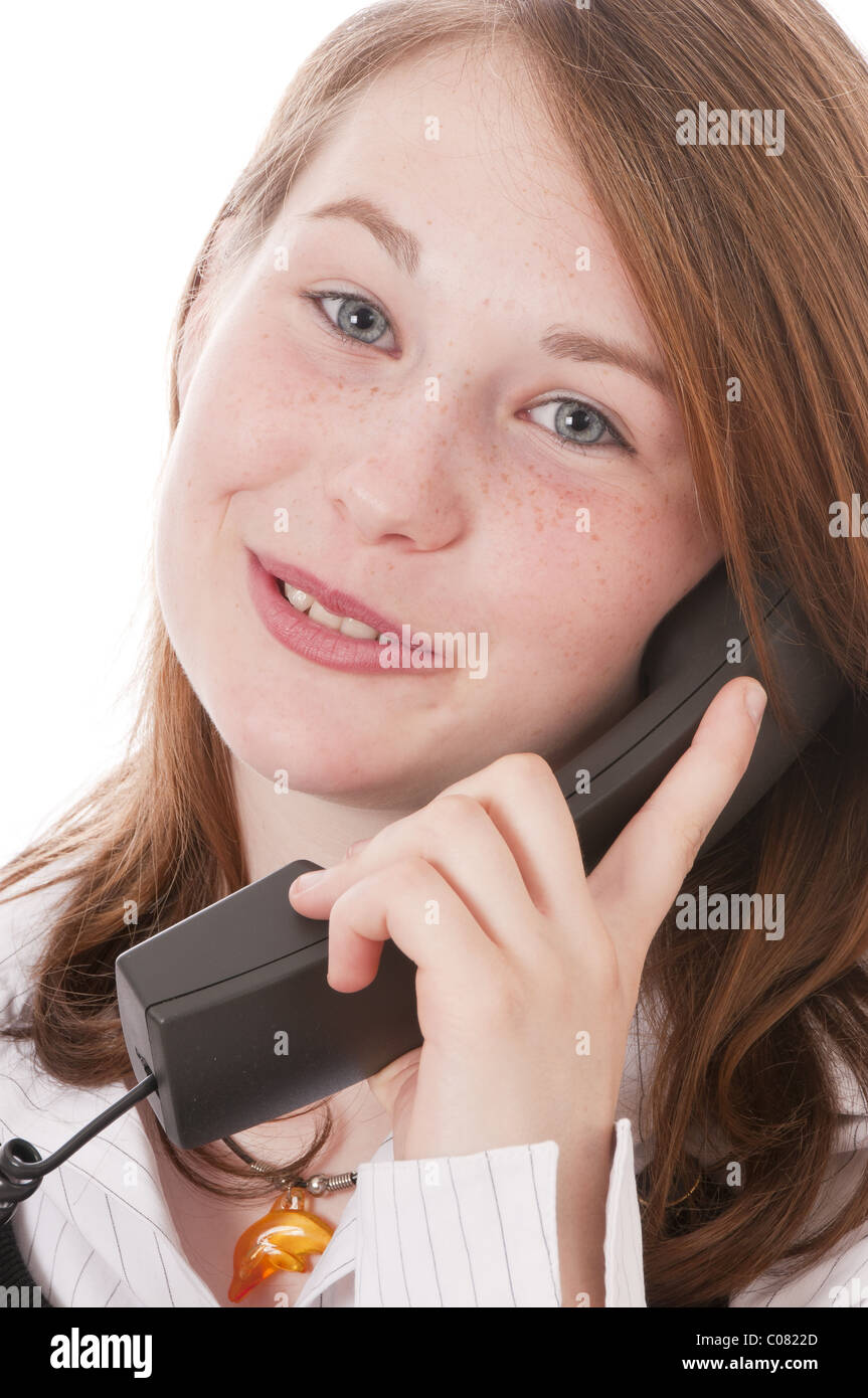 Girl on the phone with fun Stock Photo - Alamy