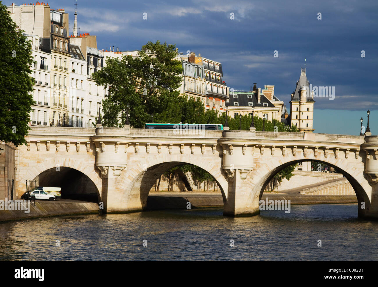 Arch bridge across the river, Pont Neuf, Seine River, Paris, France ...