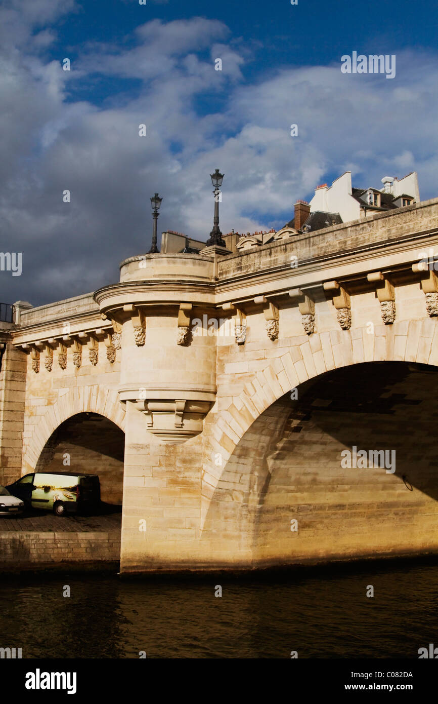 Arch bridge across the river, Pont Neuf, Seine River, Paris, France ...