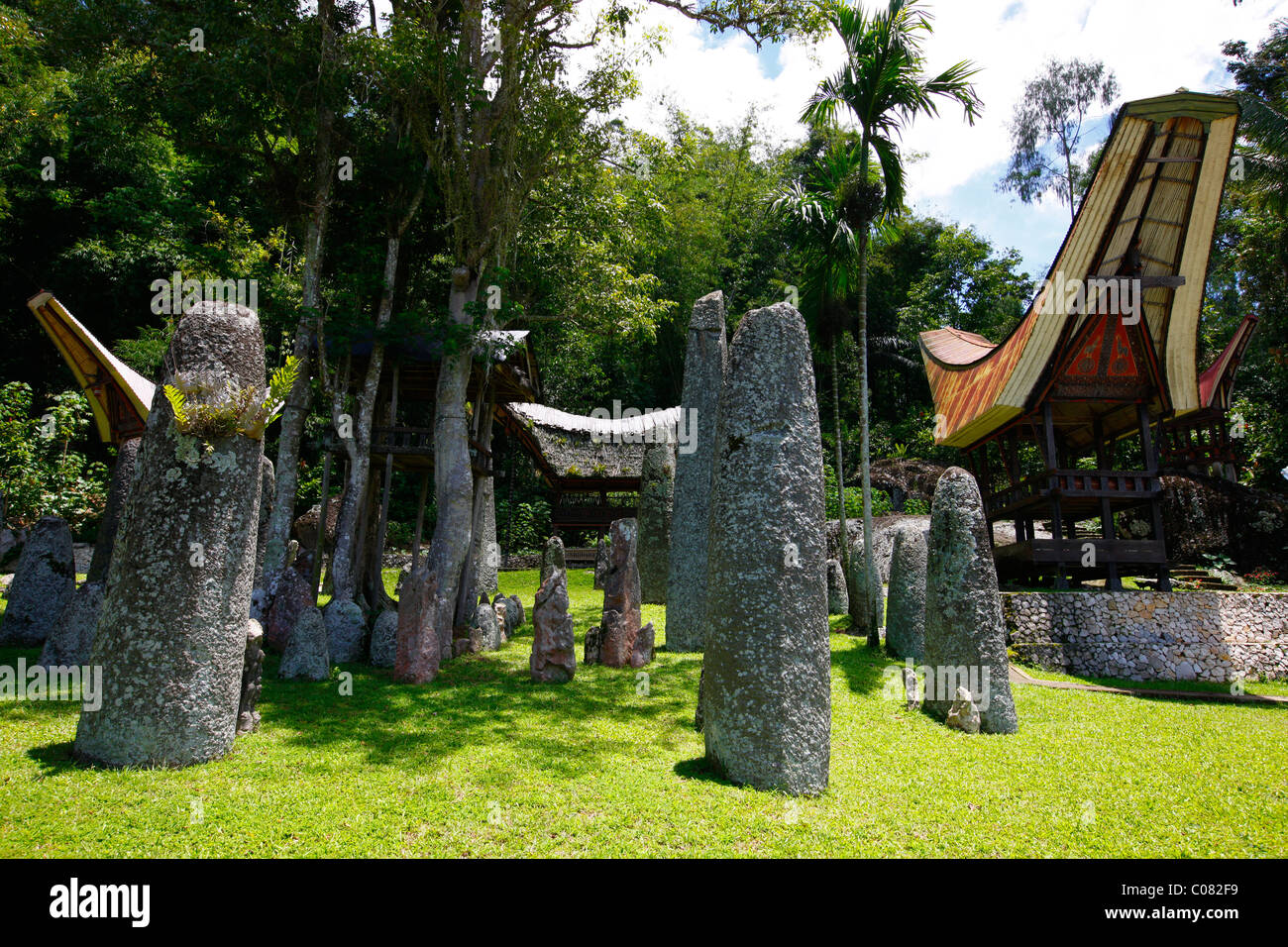 Megalithic complex, Kalimbuang Bori, Toraja culture, Sulawesi ...