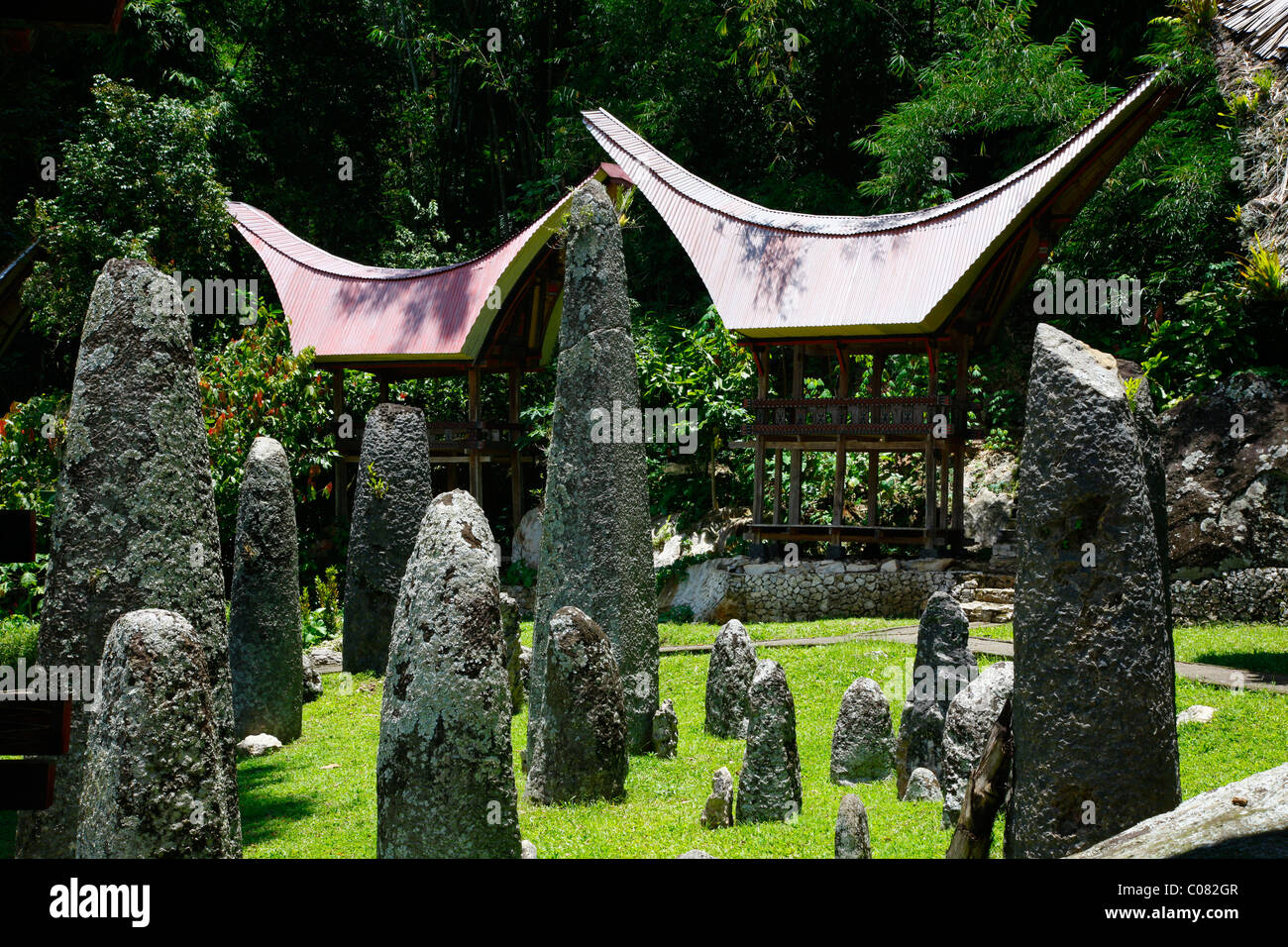 Megalithic complex, Kalimbuang Bori, Toraja culture, Sulawesi ...