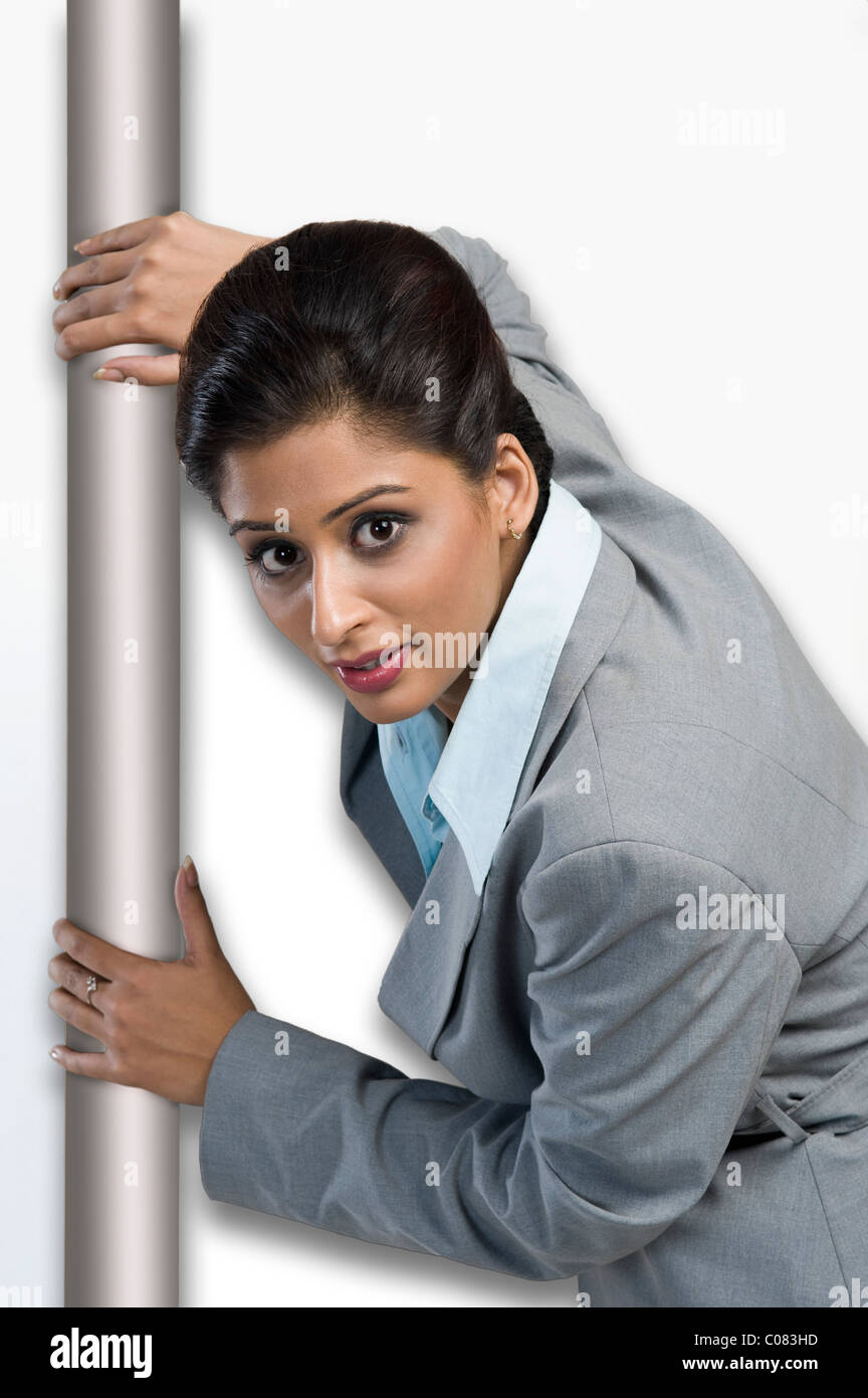 Woman Hiding Behind A Door High Resolution Stock Photography and Images ...