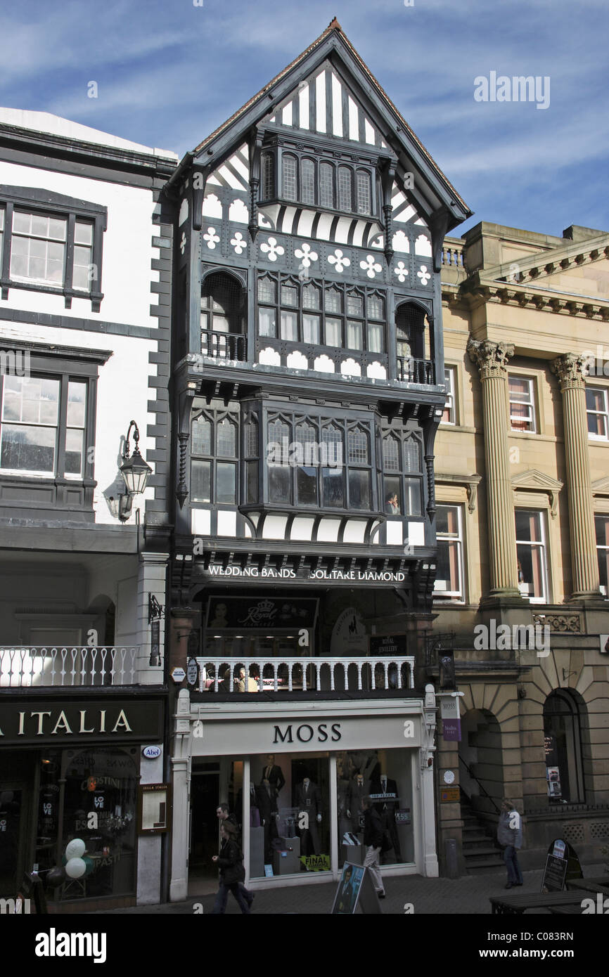 Elegant buildings in the center of the historic city of Chester,showing ...