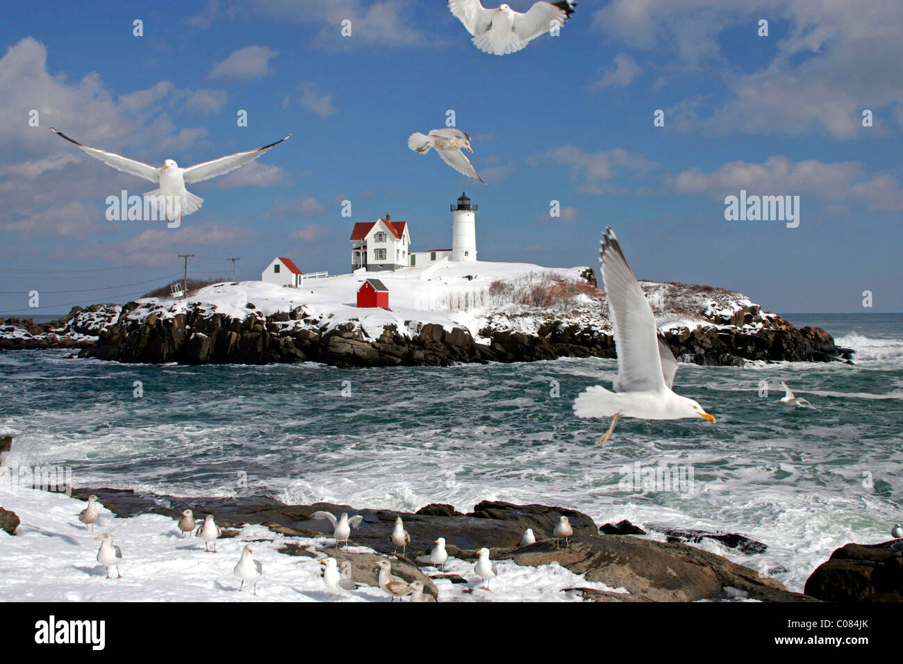 Nubble Light lighthouse, York, Maine, New England, USA Stock Photo - Alamy
