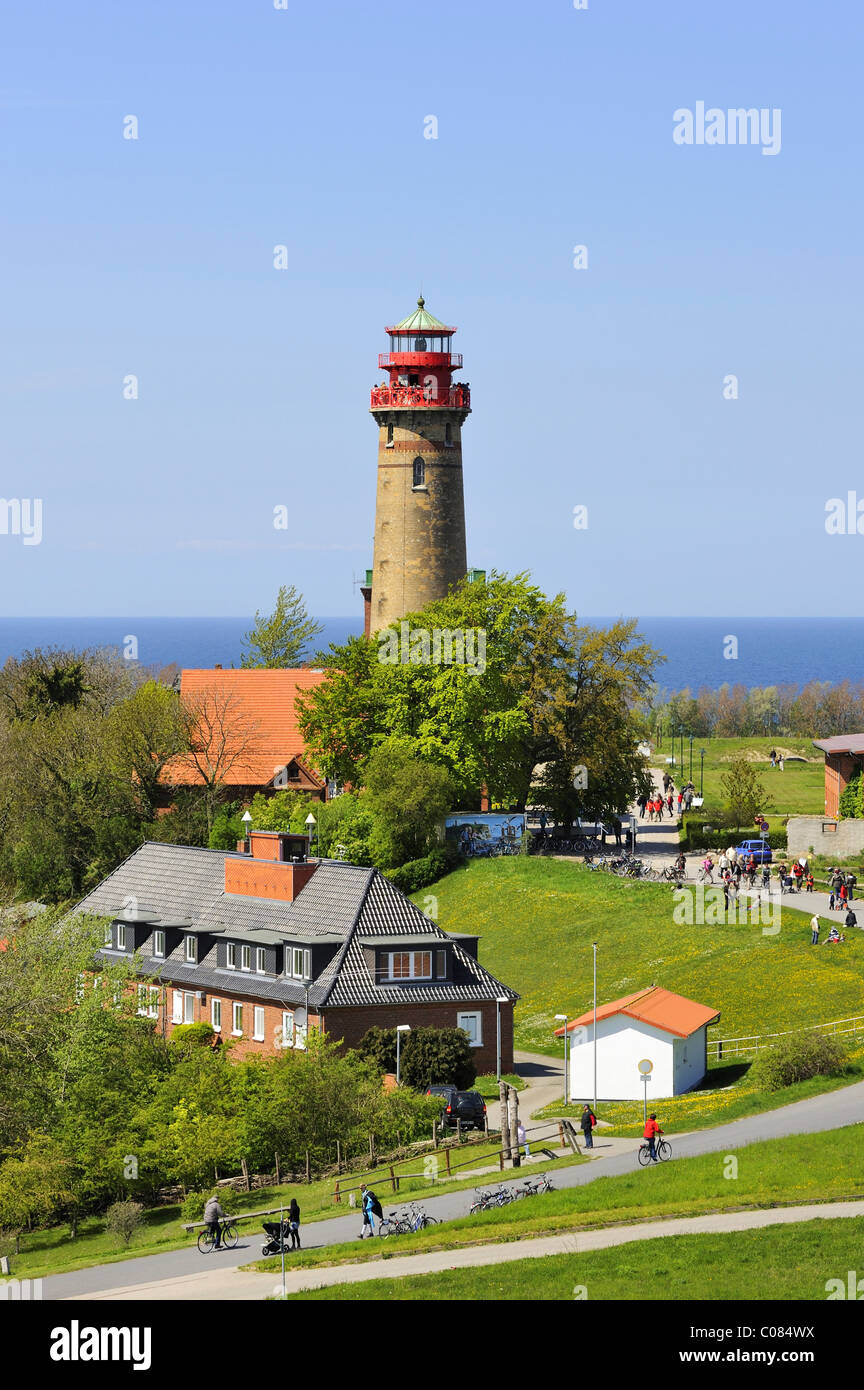 Tourist area with the lighthouse, 35 metres, Cape Arkona, Ruegen Island ...