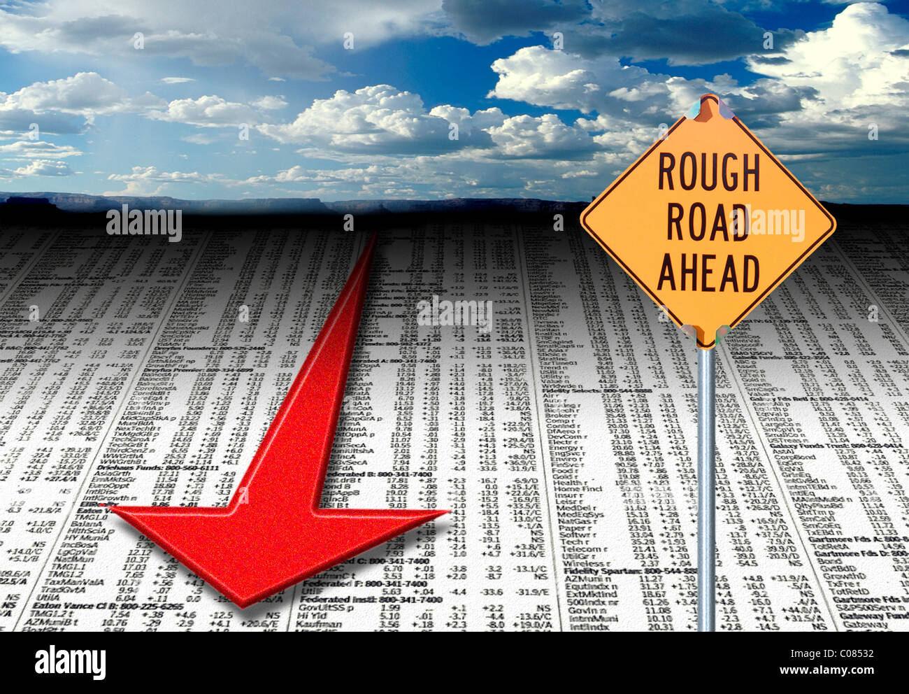 Rough road ahead (Downward economic forecast Stock Photo - Alamy