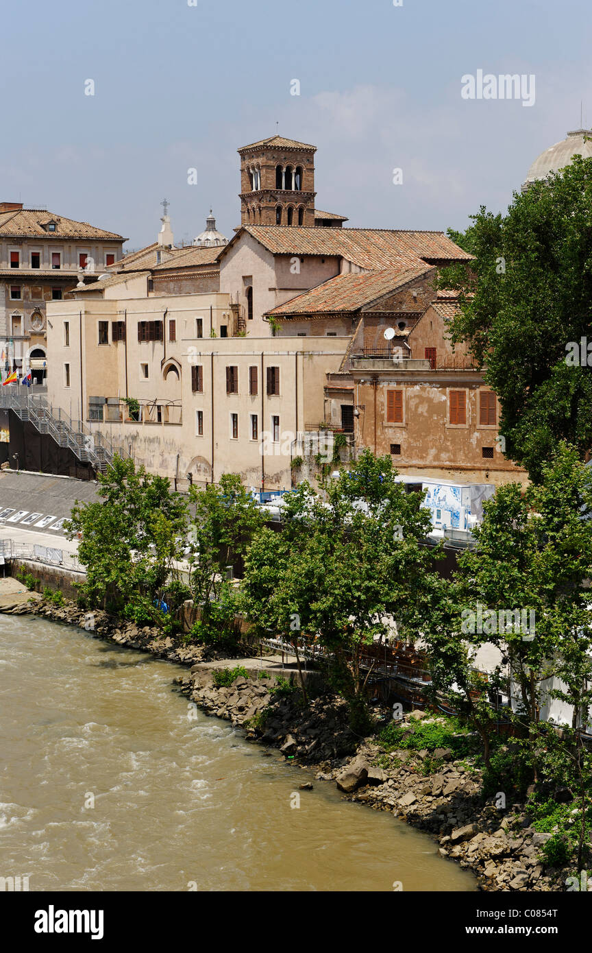 Tiber island, Isola Tiberina, church of San Bartolomeo all'Isola, Rome ...