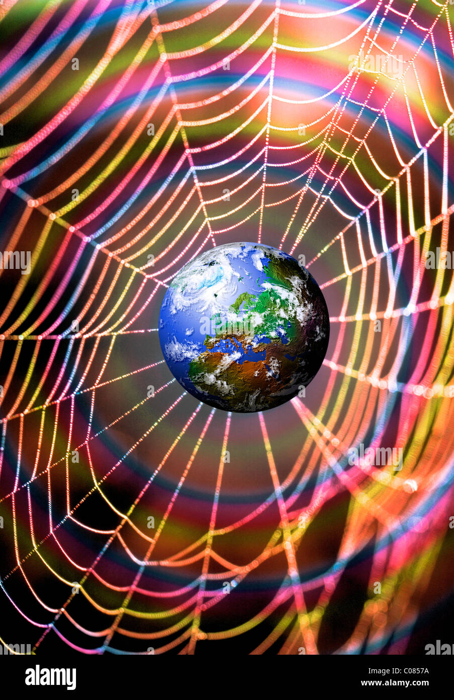 Earth in a web Stock Photo - Alamy