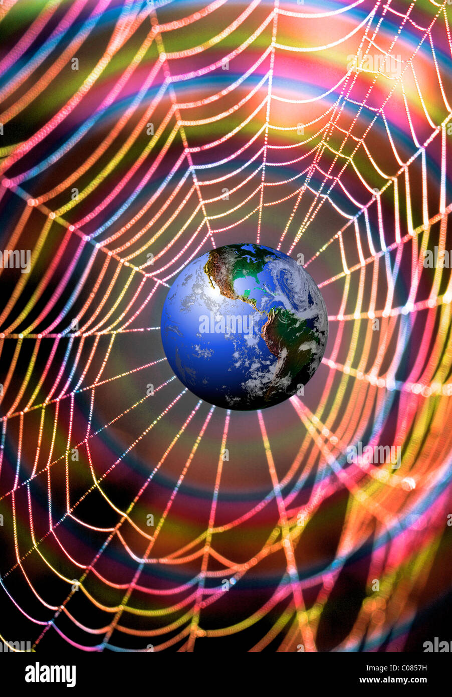 Earth in a web Stock Photo - Alamy